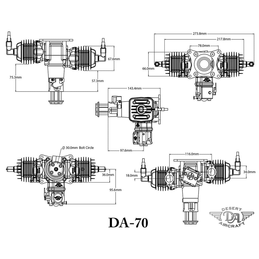 Desert Aircraft DA-70 with Stock Mufflers – Extreme Flight