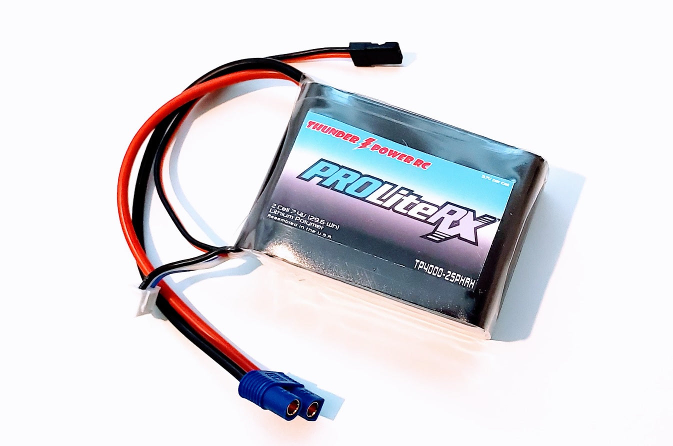 Thunder Power - 4000mAh 7.4V 20C LiPo - Receiver Battery with JR and E ...